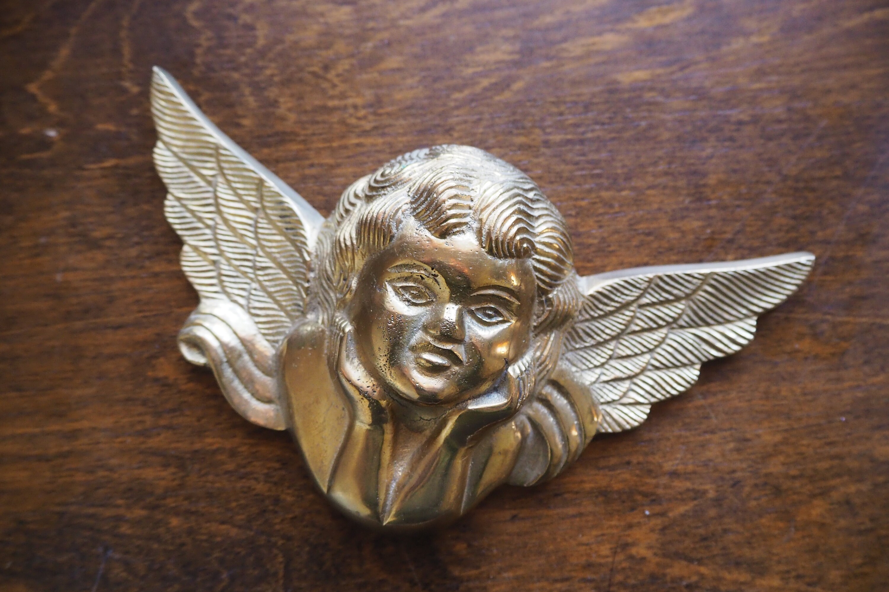 Vintage brass angel Angel wall ornament Vintage angel | Etsy