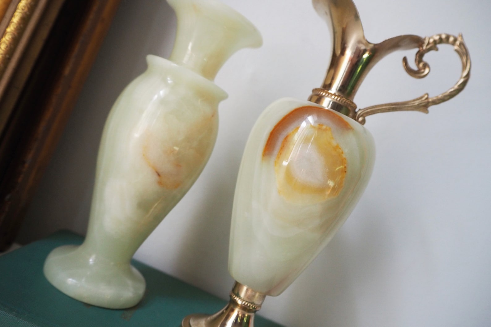 Set of Two Vintage Vases | Onyx Vase and Pitcher | Vintage Bud Vase ...