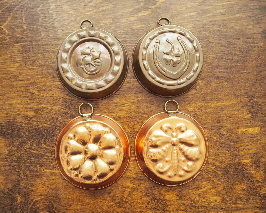 Set of Four Vintage Copper Baking Molds | Small Copper Molds ...