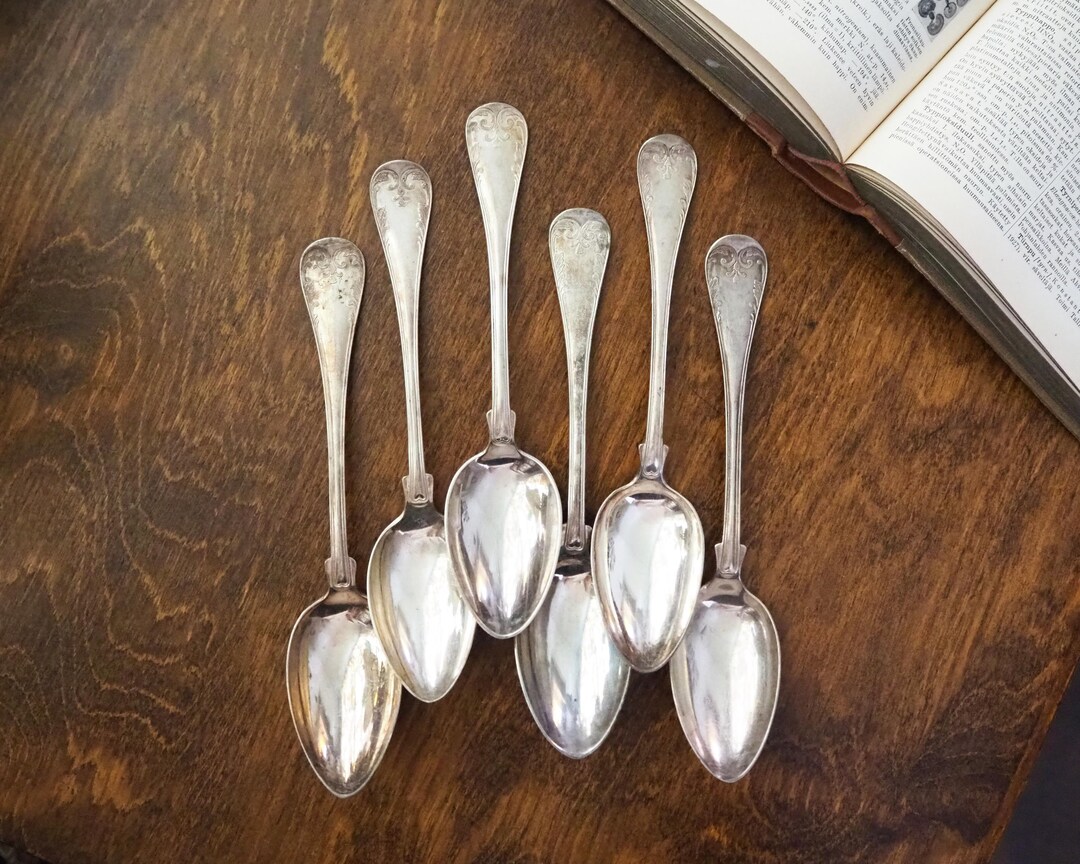 Set of Six Vintage Tablespoons Large Vintage Spoons Vintage Silver ...