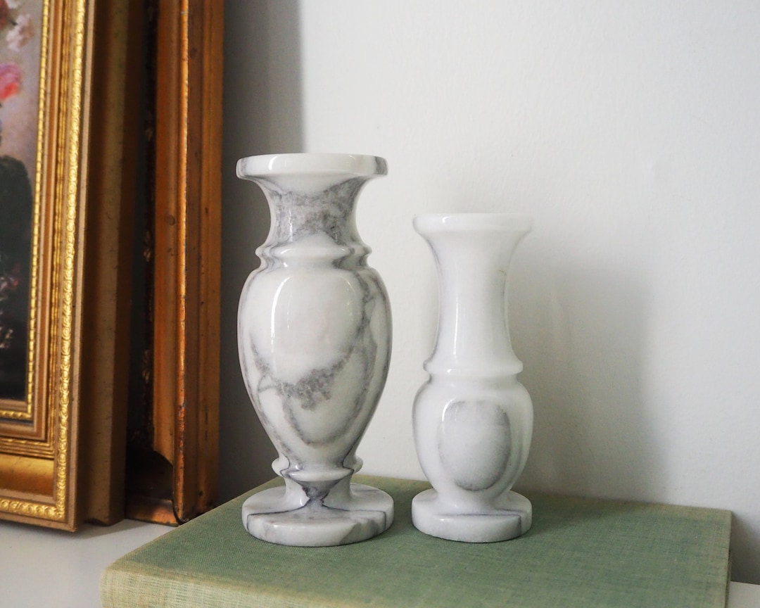 Set of Two Vintage Vases | Marble Vases | Vintage Bud Vase | Vintage ...