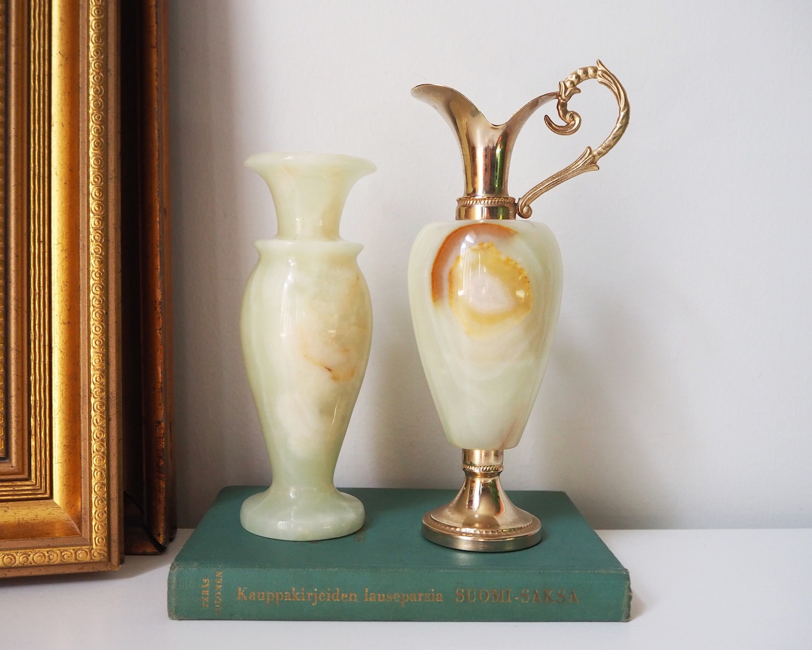 Set of Two Vintage Vases | Onyx Vase and Pitcher | Vintage Bud Vase ...
