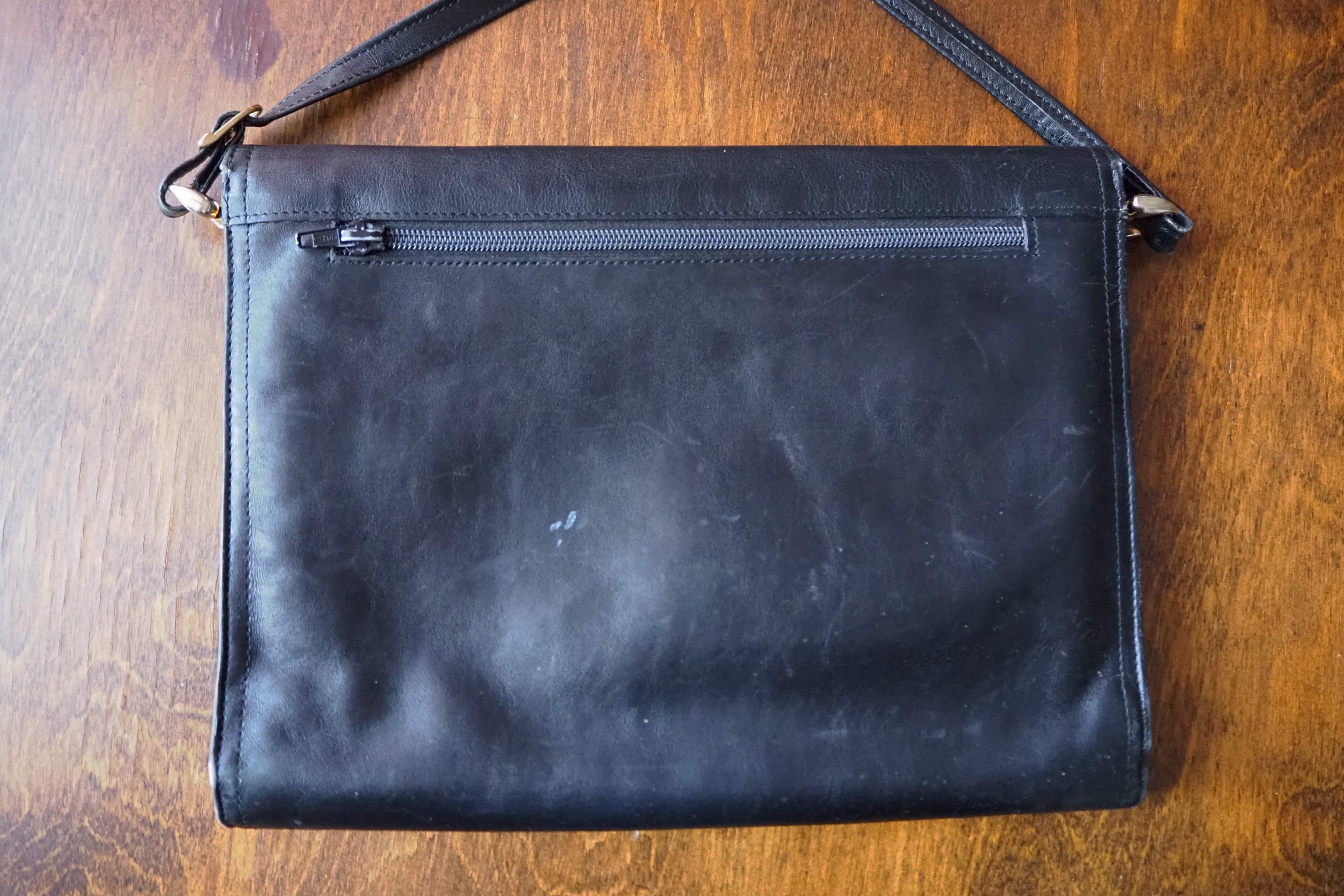 Vintage leather envelope bag Vintage leather bag Black | Etsy