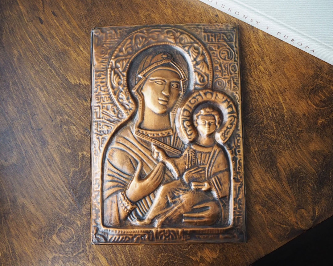 Vintage Copper Wall Plaque | Vintage Religious Icon | Copper Religious ...