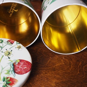 Set of Two Vintage Tin Containers | Strawberry Tin Boxes | Vintage ...