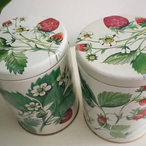 Set of Two Vintage Tin Containers | Strawberry Tin Boxes | Vintage ...
