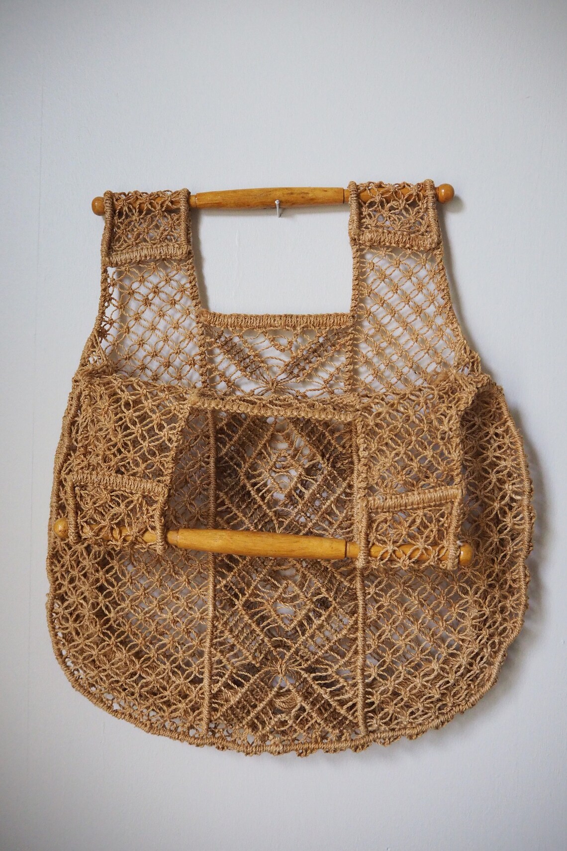 Vintage Macrame Bag Macrame Bag Macrame Woven Handbag With | Etsy