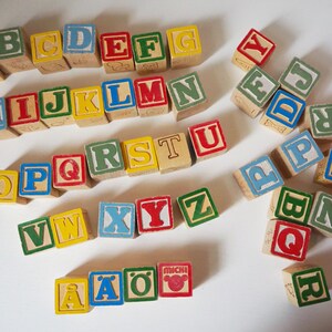 Vintage ABC Blocks | Wooden Building Blocks | Vintage Block Set for ...