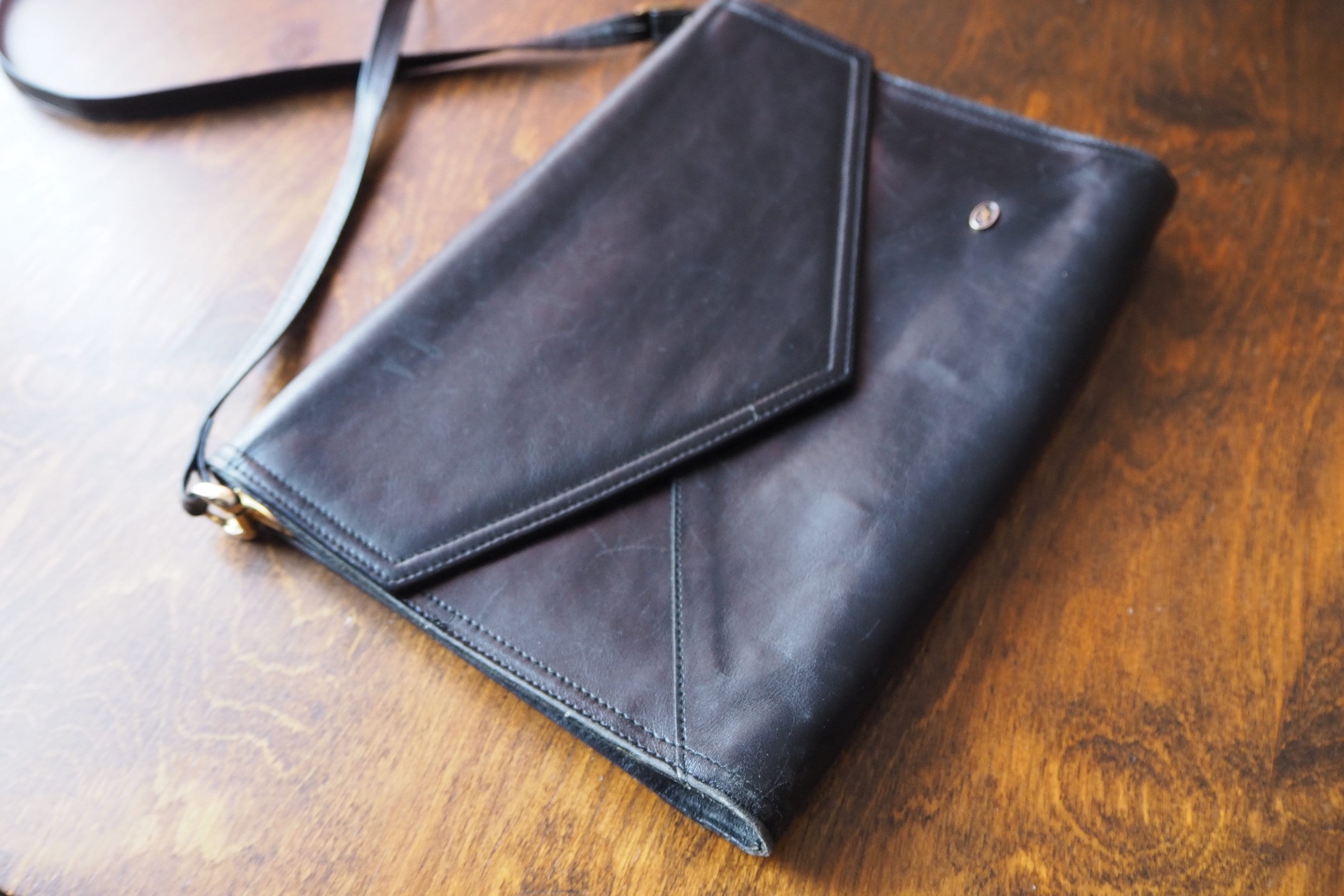 Vintage leather envelope bag Vintage leather bag Black | Etsy