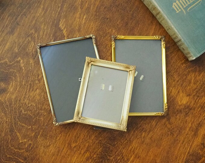 Set of Three Vintage Brass Photo Frames | Brass Photo Frames | Mismatched Vintage Frames ...