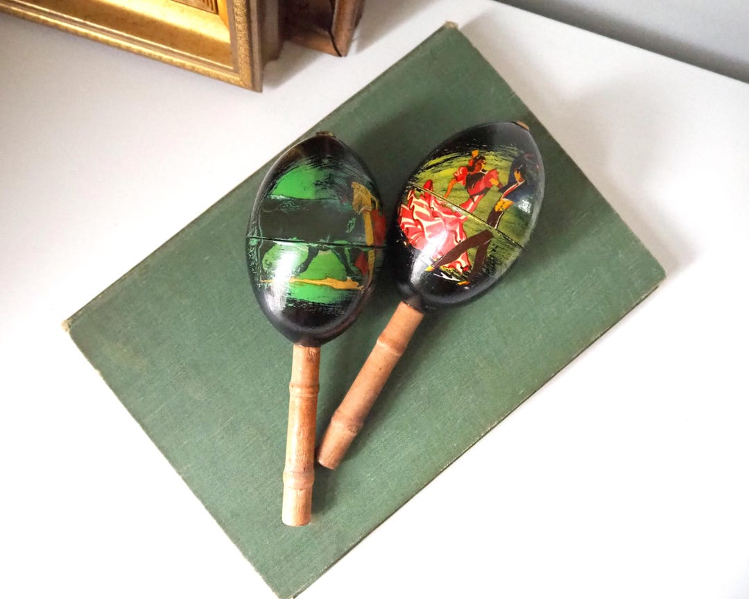 Vintage Maracas | Vintage Hand-painted Maracas | Wooden Maracas ...