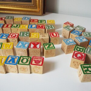 Vintage ABC Blocks | Wooden Building Blocks | Vintage Block Set for ...
