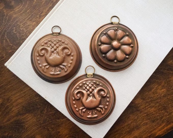 Set of Three Vintage Copper Baking Molds | Small Copper Molds ...