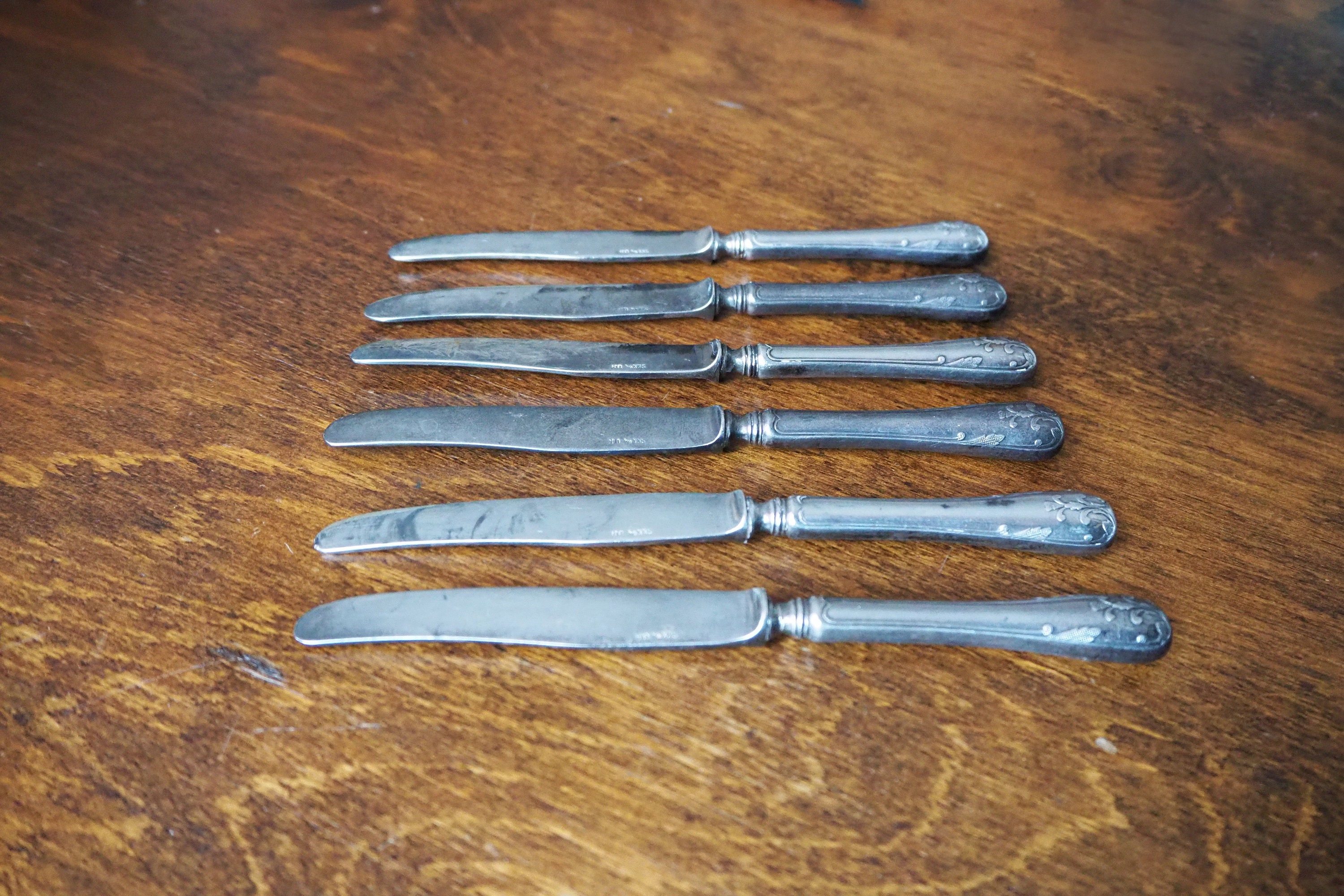 Set of six vintage knives Alpacca silver knives Vintage | Etsy