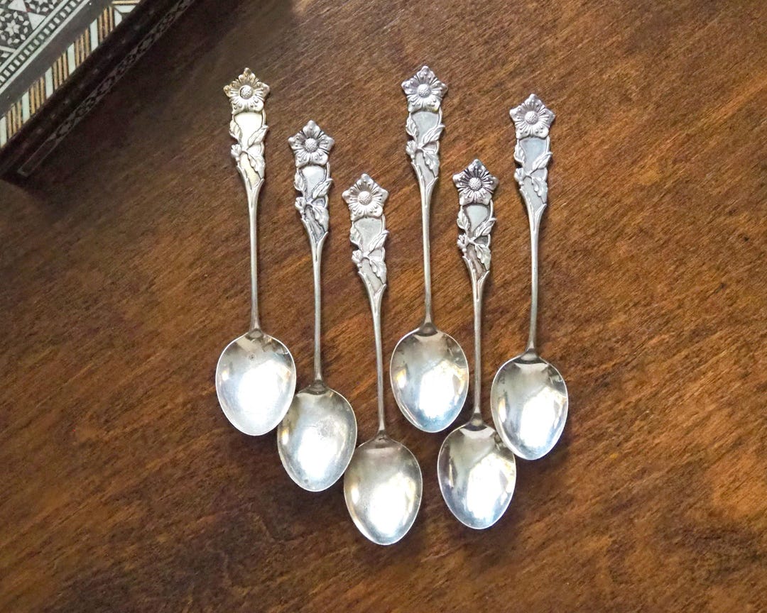 Set of Six Vintage Teaspoons | Large Alpacca Silver Teaspoons ...