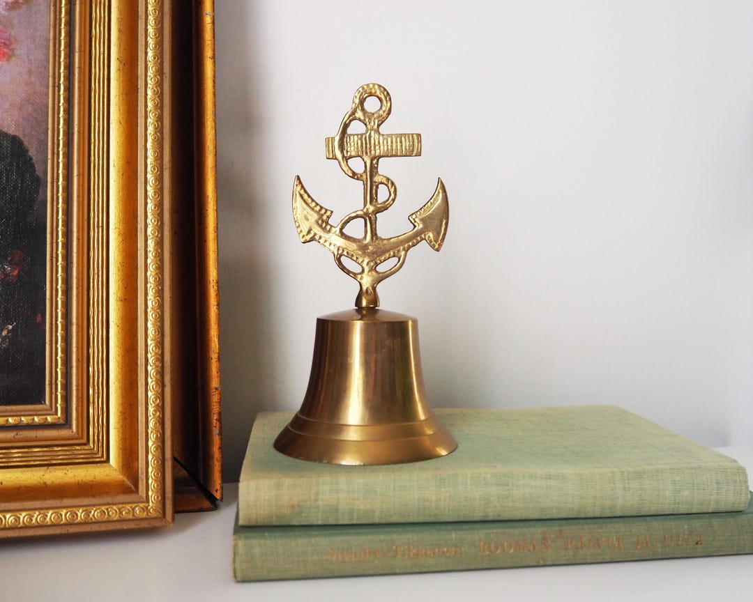 Vintage Brass Hand Bell | Anchor Hand Bell | Vintage Hand Bell | Brass ...
