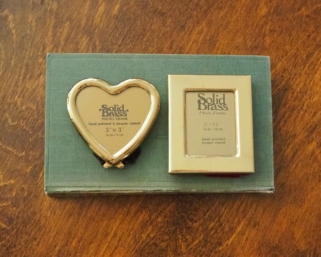 Set of Two Small Vintage Brass Photo Frames Mismatched Picture Frames ...