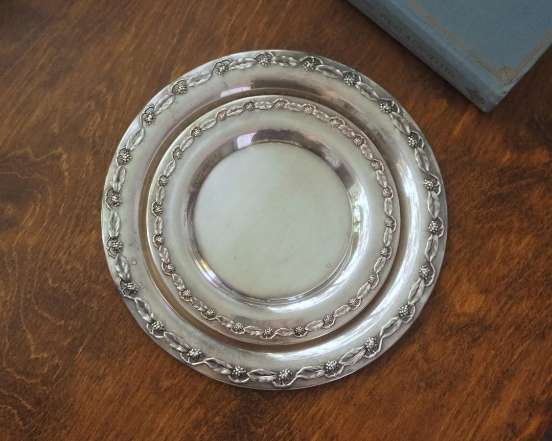 Set of Two Vintage Alpacca Silver Plates | Alpacca Silver Platters ...