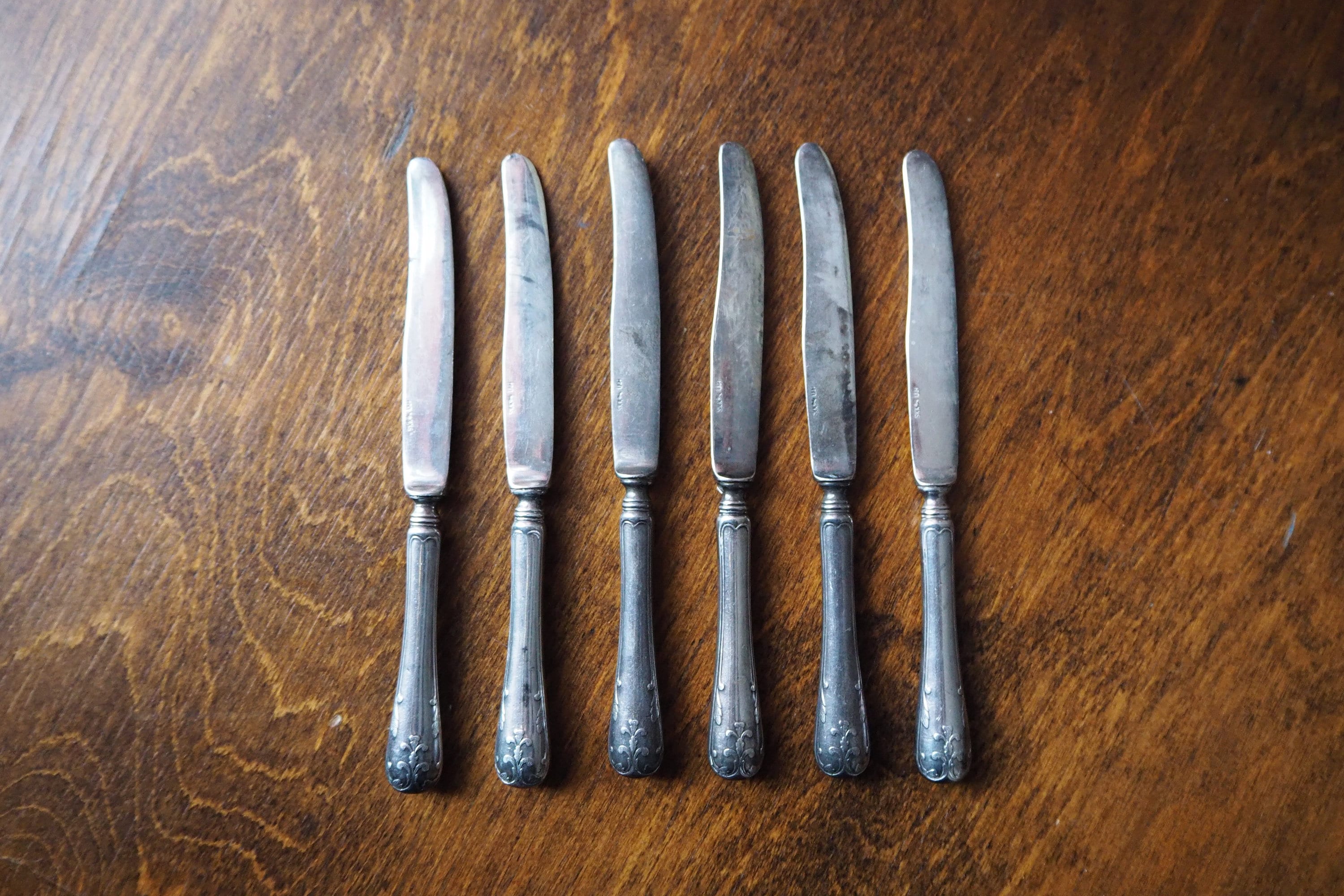 Set of six vintage knives Alpacca silver knives Vintage | Etsy