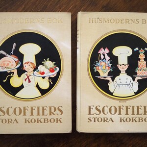 Vintage Cookbooks | Escoffiers Stora Kokbok Delar 1–2 | Vintage Swedish ...