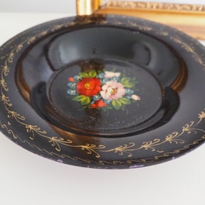 Vintage Floral Metal Plate | Handpainted Floral Plate | Vintage Russian ...