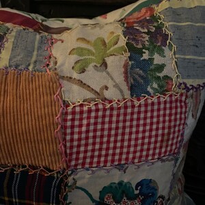 Vintage Crazy Patchwork Cushion. Hand Embroidered Patchwork Cushion. 1940s Crazy Patchwork ...