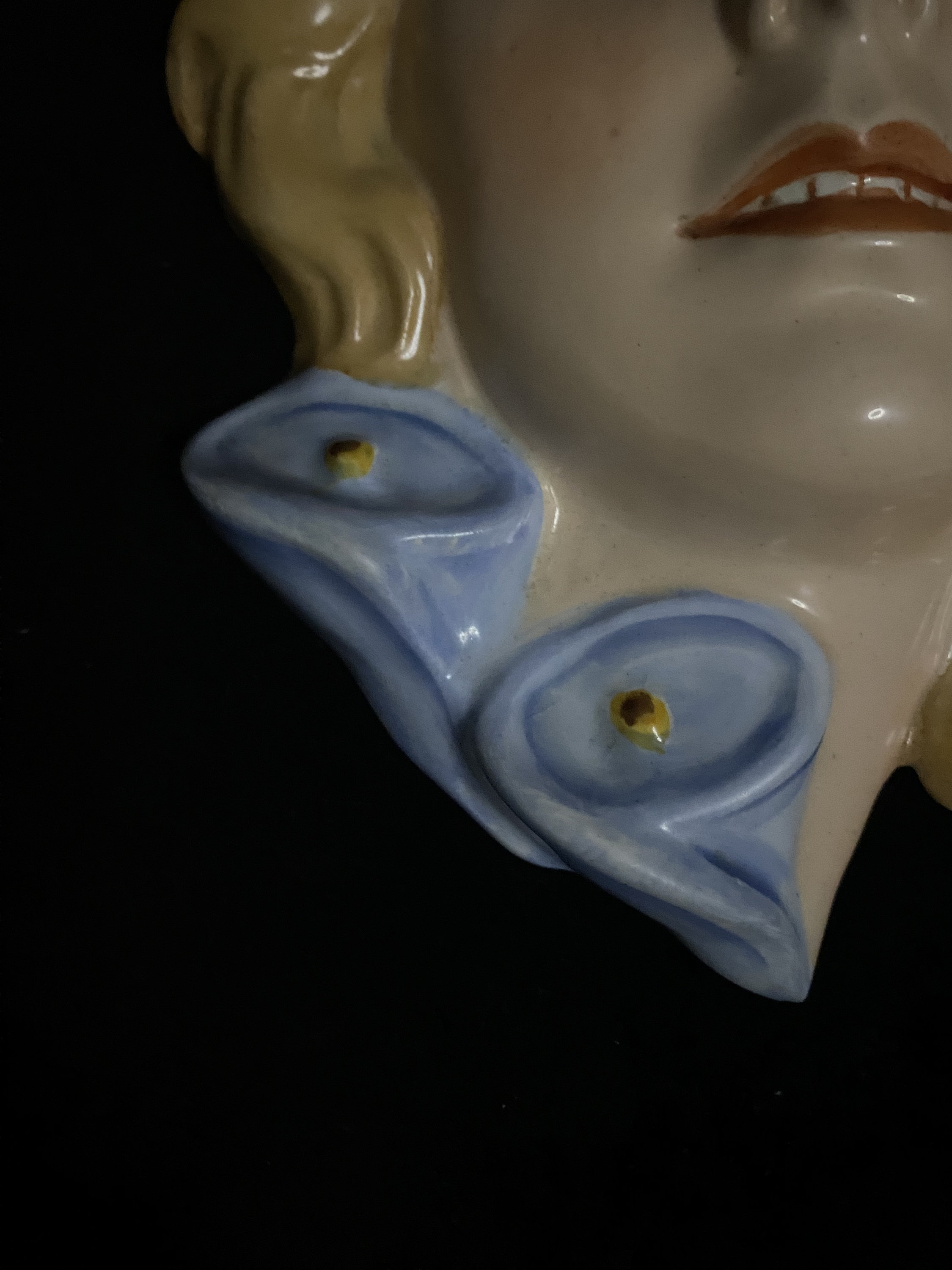 Art Deco Wall Mask Made in Czechoslovakia by Royal Dux. Fine Ceramic ...