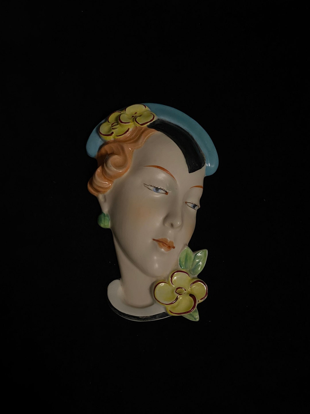 Art Deco Wall Mask by Royal Dux and Made in Czechoslovakia. Beautiful ...