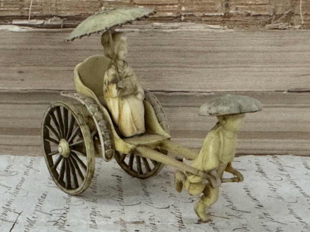 Vintage Japanese Figurine of A Geisha in A Rickshaw. Vintage Japanese ...