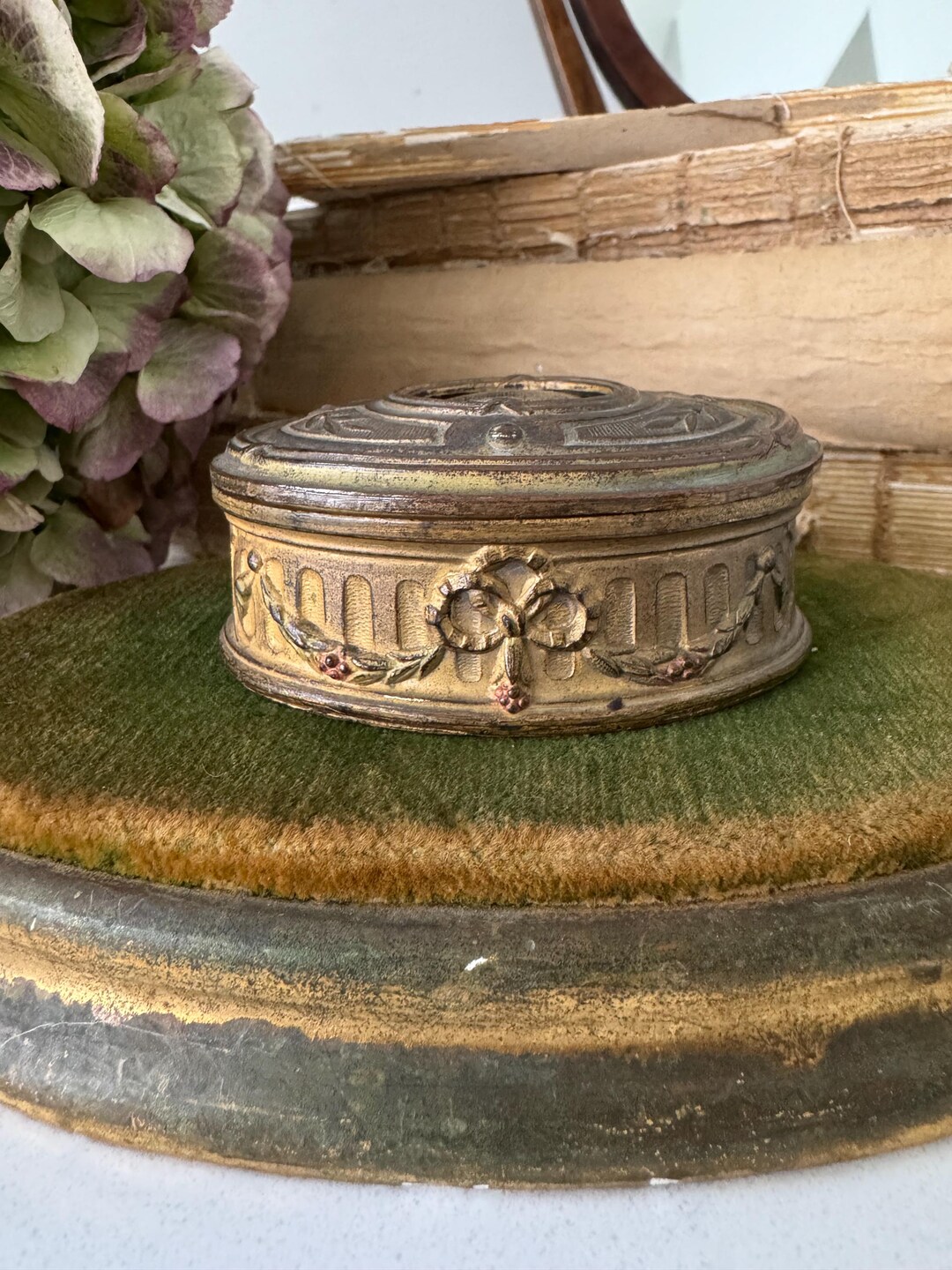 French Antique Jewellery Box in Solid Brass and Lined in Silk. French ...