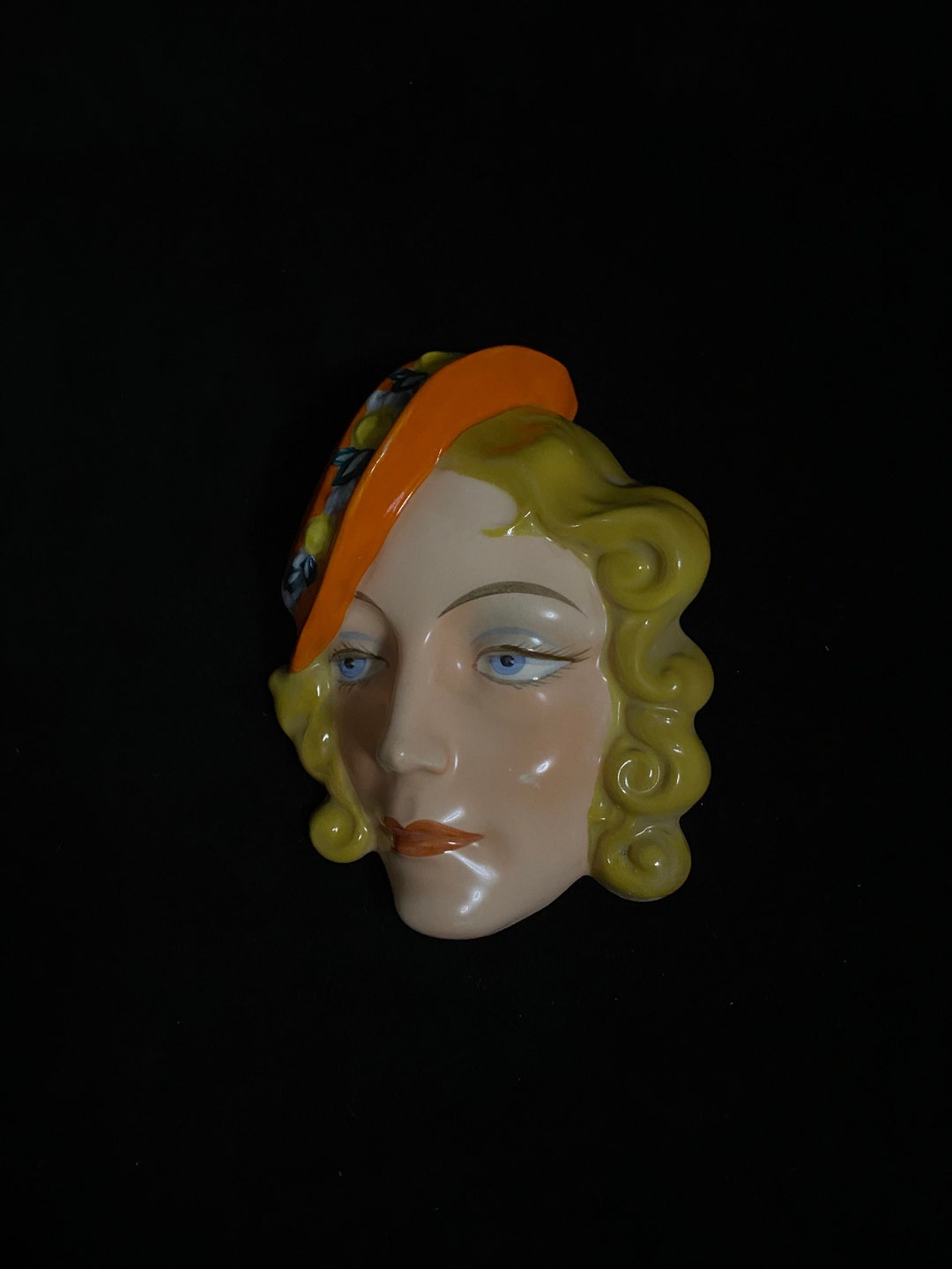 Art Deco Wall Mask Made in Czechoslovakia. 1930s Wall Mask of Girl With ...