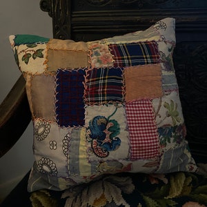 Vintage Crazy Patchwork Cushion. Hand Embroidered Patchwork Cushion. 1940s Crazy Patchwork ...