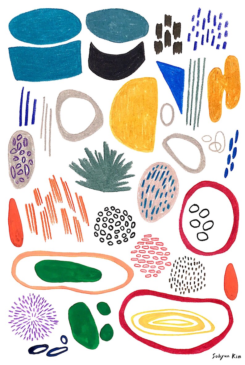 Abstract Printable Print Random Shapes Poster Pattern Wall - Etsy