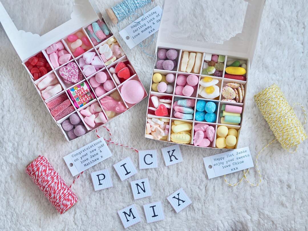 Pick N Mix Sweet Box Personalised Choose Your Own Sweets Thank You Gift ...