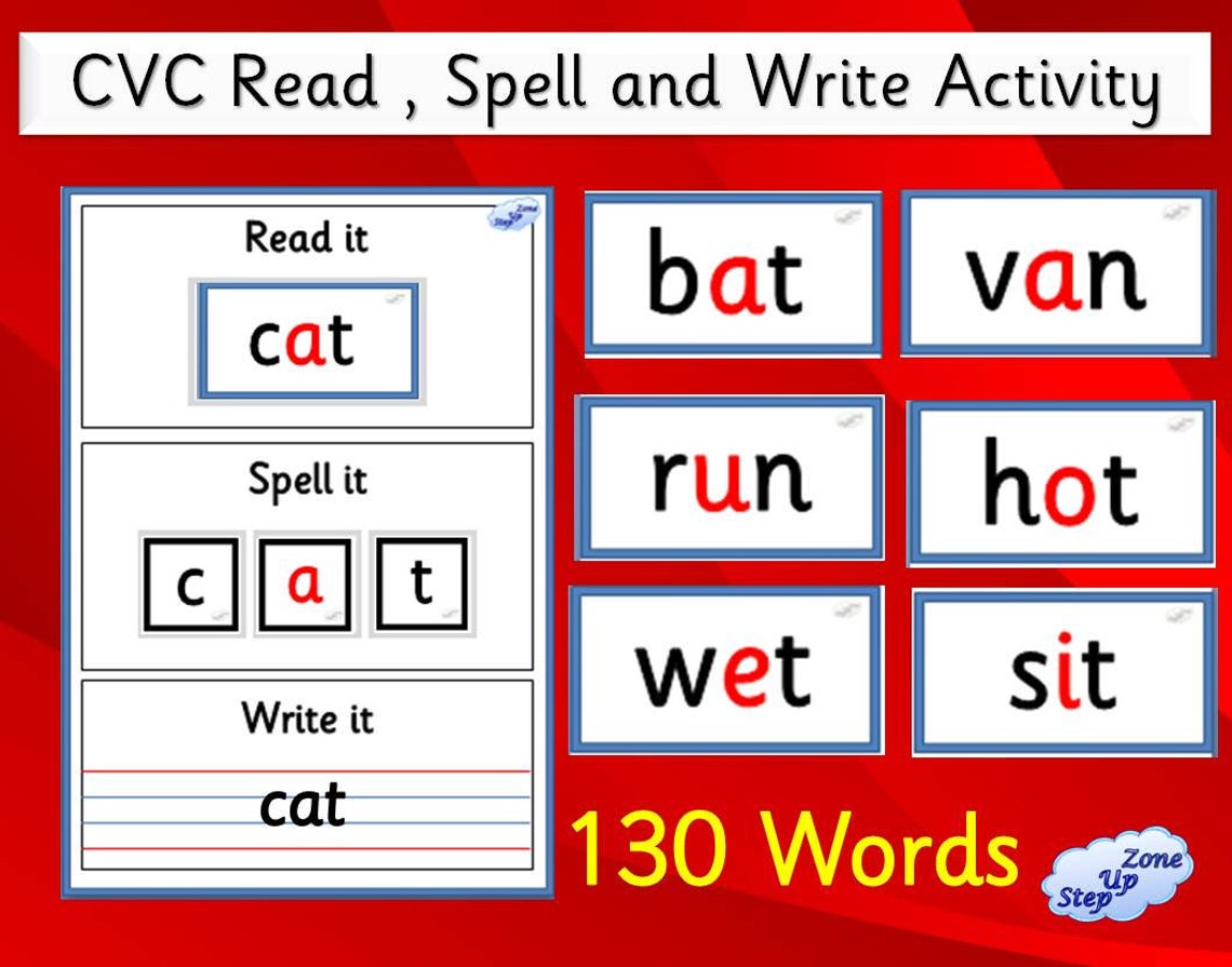 CVC Words Short Vowels Three letter words Blending Words | Etsy