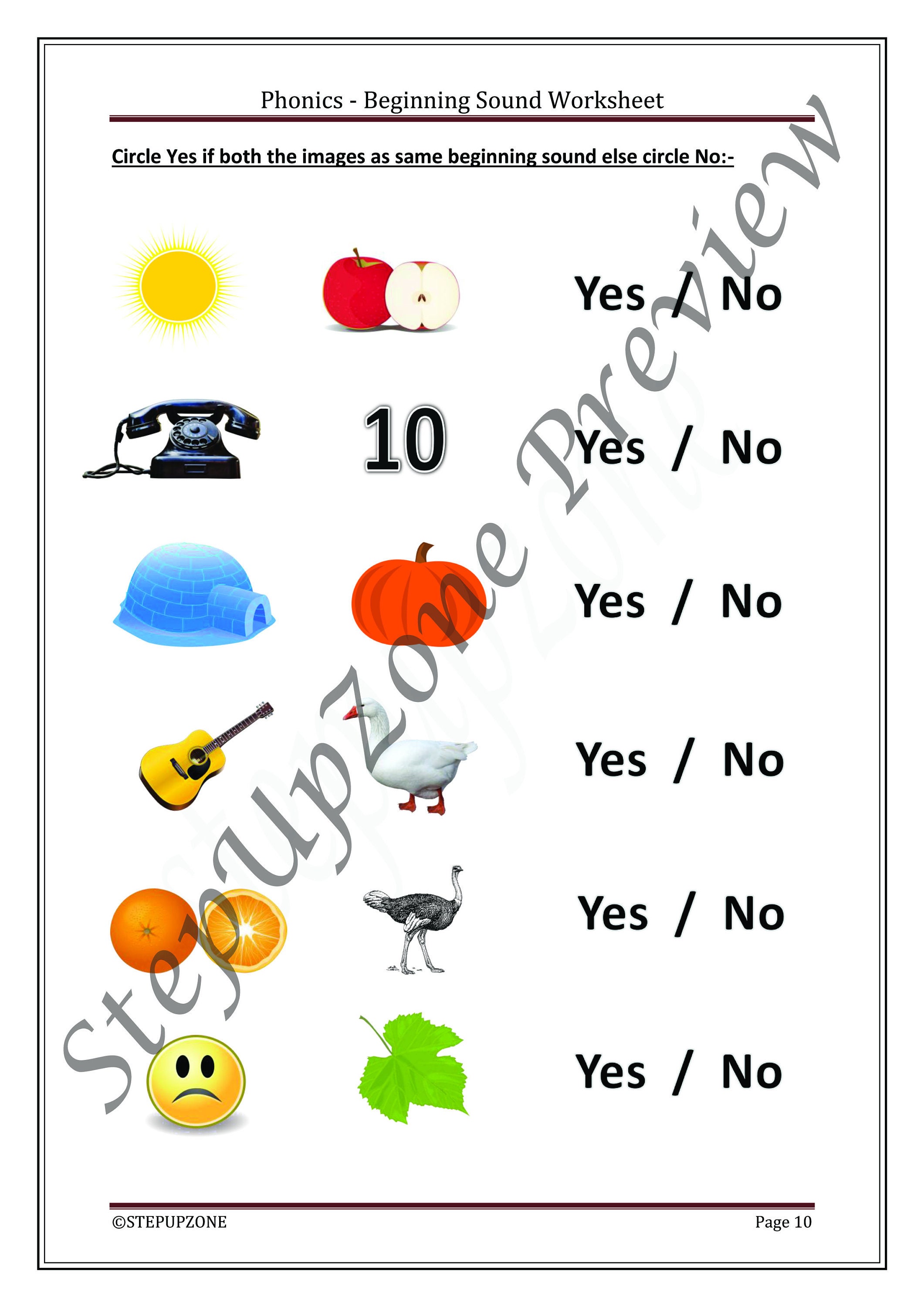 Phonics Workbook Beginning Letter Sound Worksheet Activity - Etsy