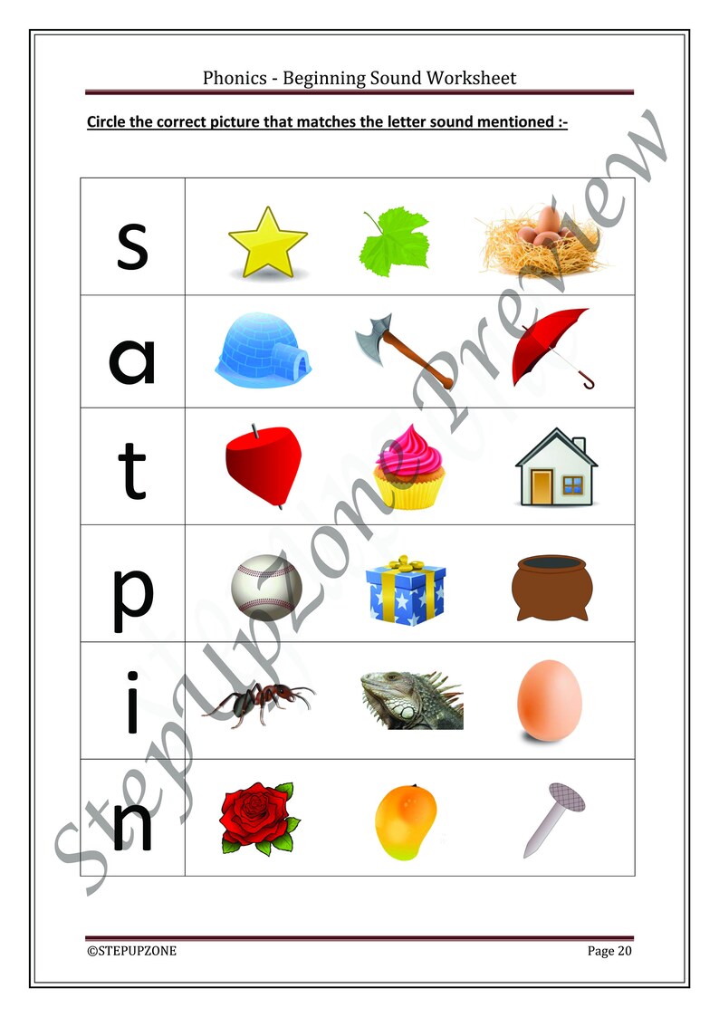 Phonics Workbook Beginning Letter Sound Worksheet Activity - Etsy