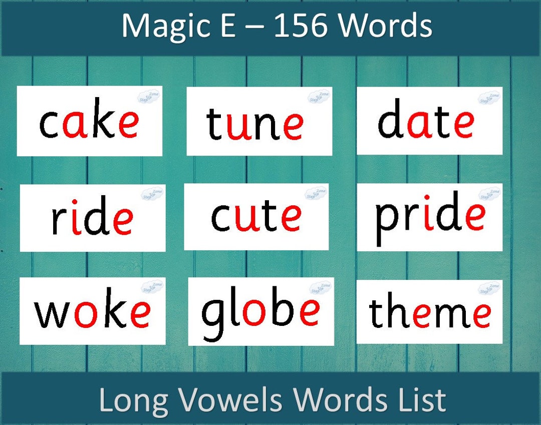 Magic E Words List Long Vowels Flashcards Digraphs - Etsy