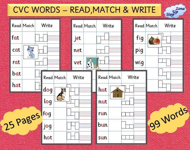 CVC Activitycvc Worksheetsshort Vowels three Letter Words blending ...