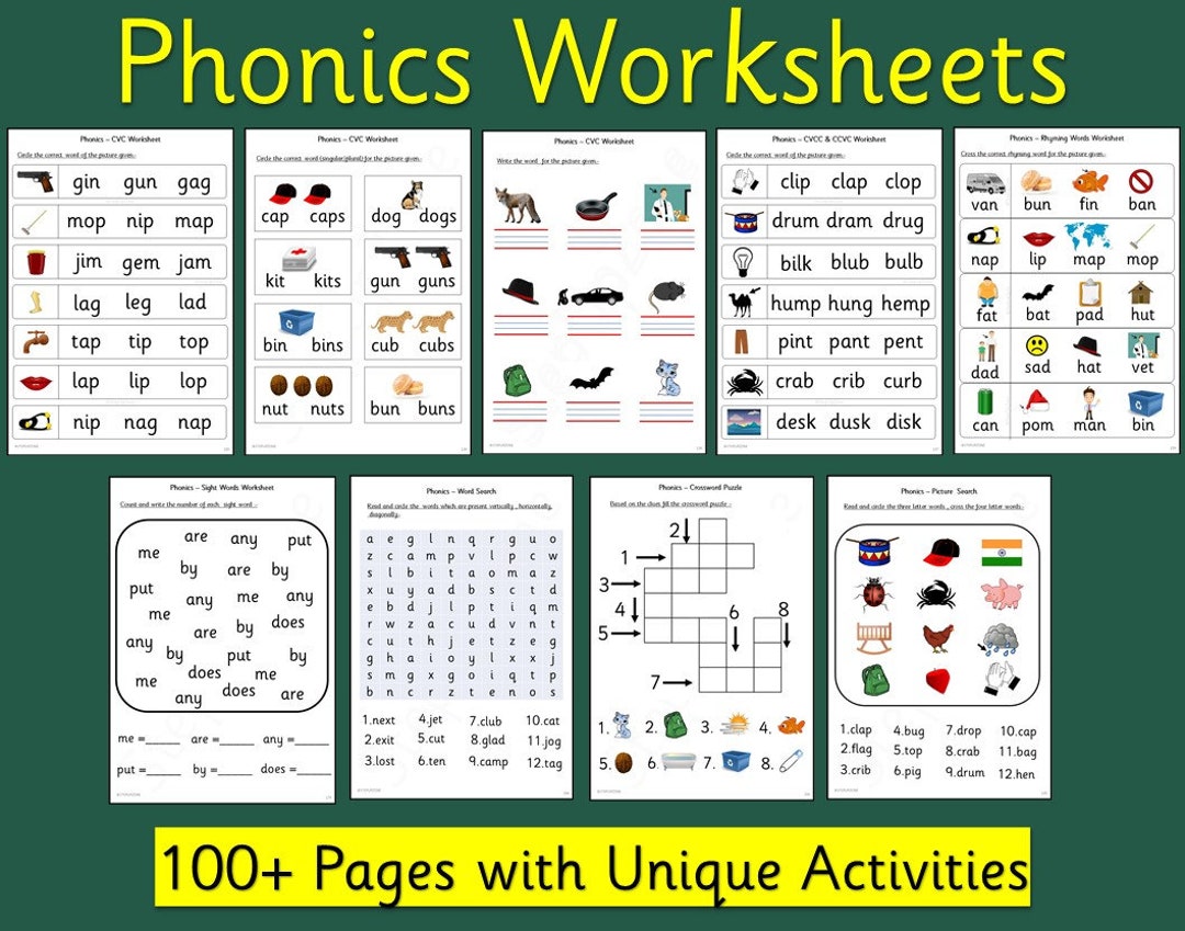 Phonics Worksheets | CVC Worksheets | CVCC , CCVC Worksheets | Sight ...