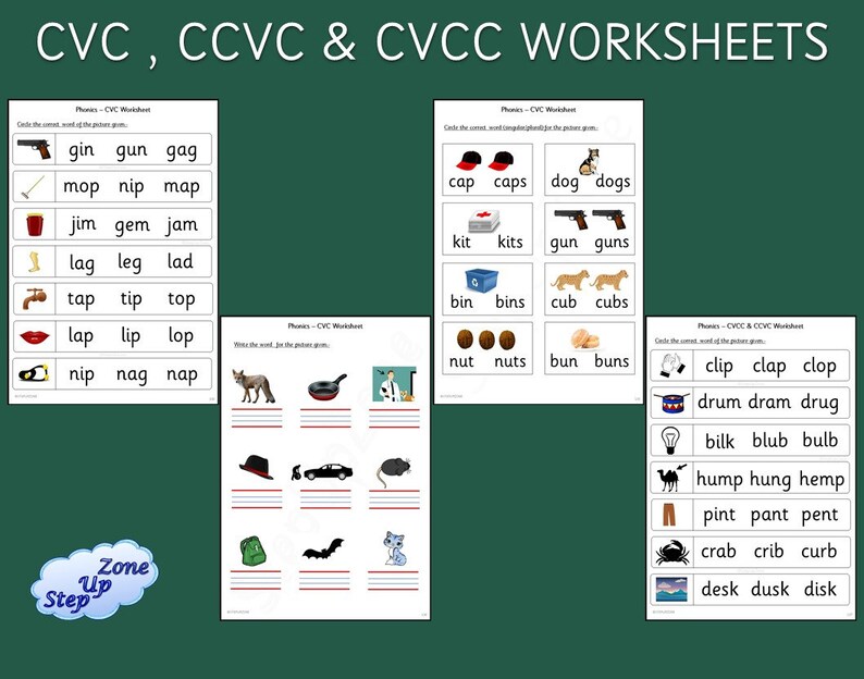Phonics Worksheets | CVC Worksheets | CVCC , CCVC Worksheets | Sight ...