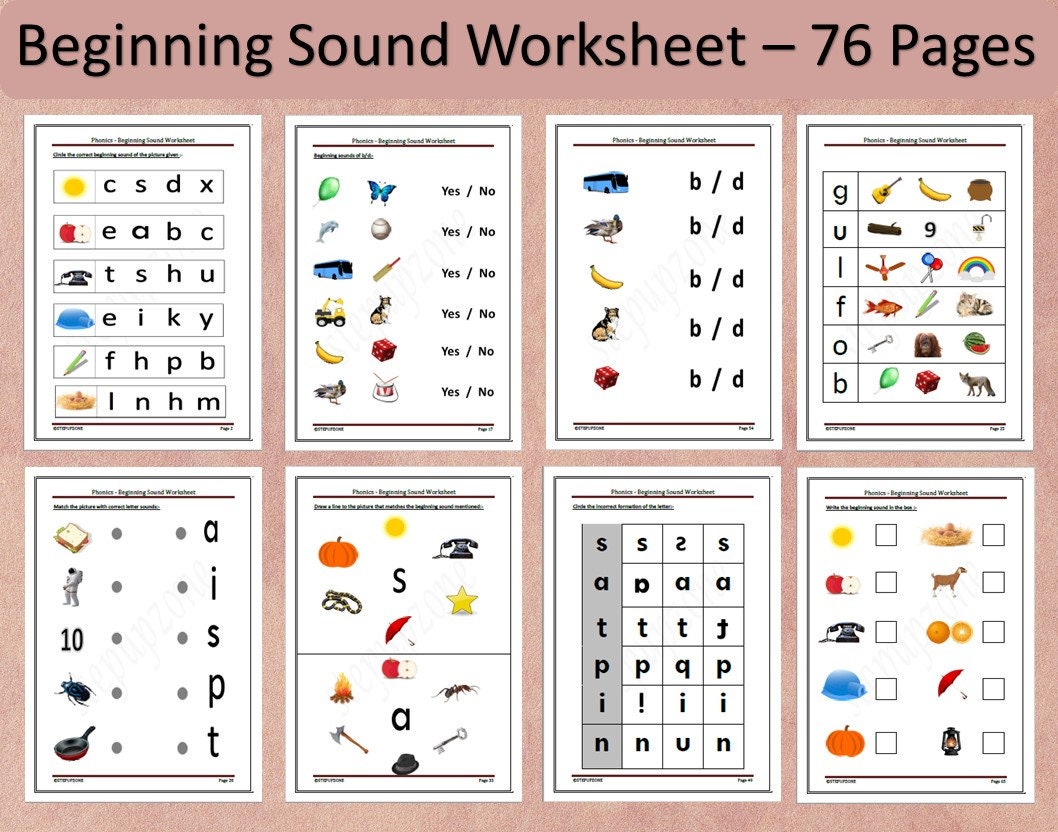 Phonics Workbook Beginning Letter Sound Worksheet Activity Book Phonics ...