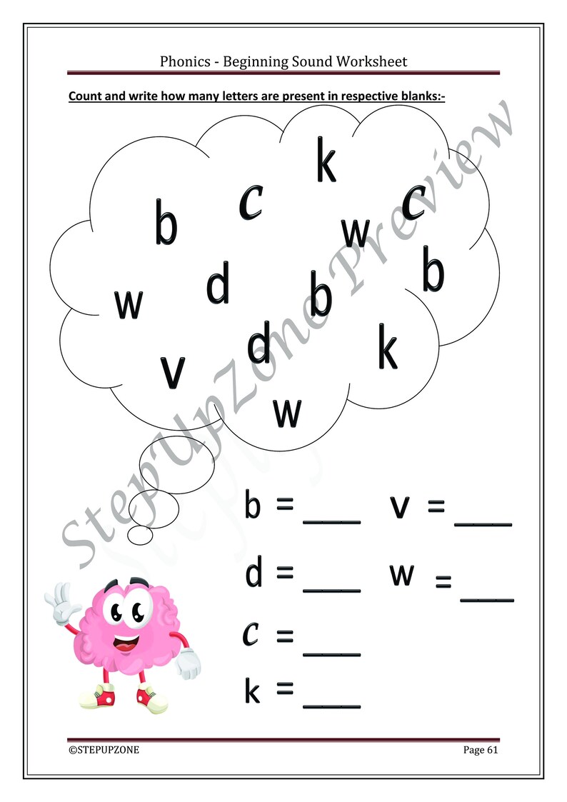 Phonics Workbook Beginning Letter Sound Worksheet Activity - Etsy