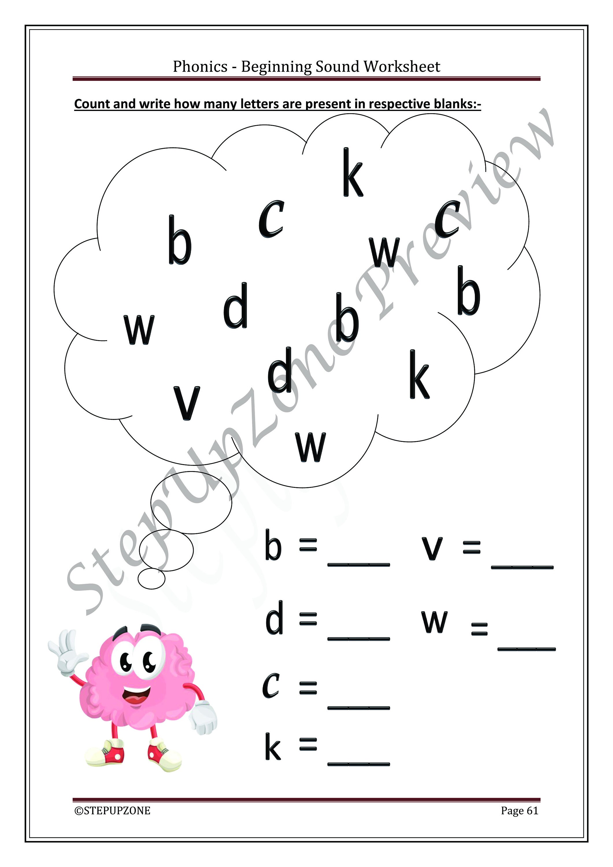 Phonics Workbook Beginning Letter Sound Worksheet Activity - Etsy