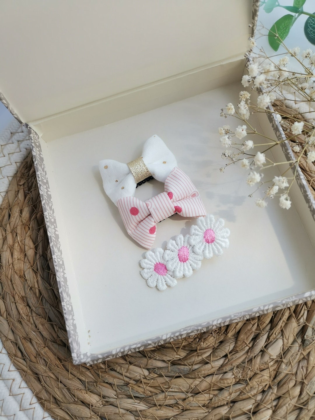 Baby Barrettes/ Set of Baby Barrettes/ Trio of Barrettes/ Baby Bows ...