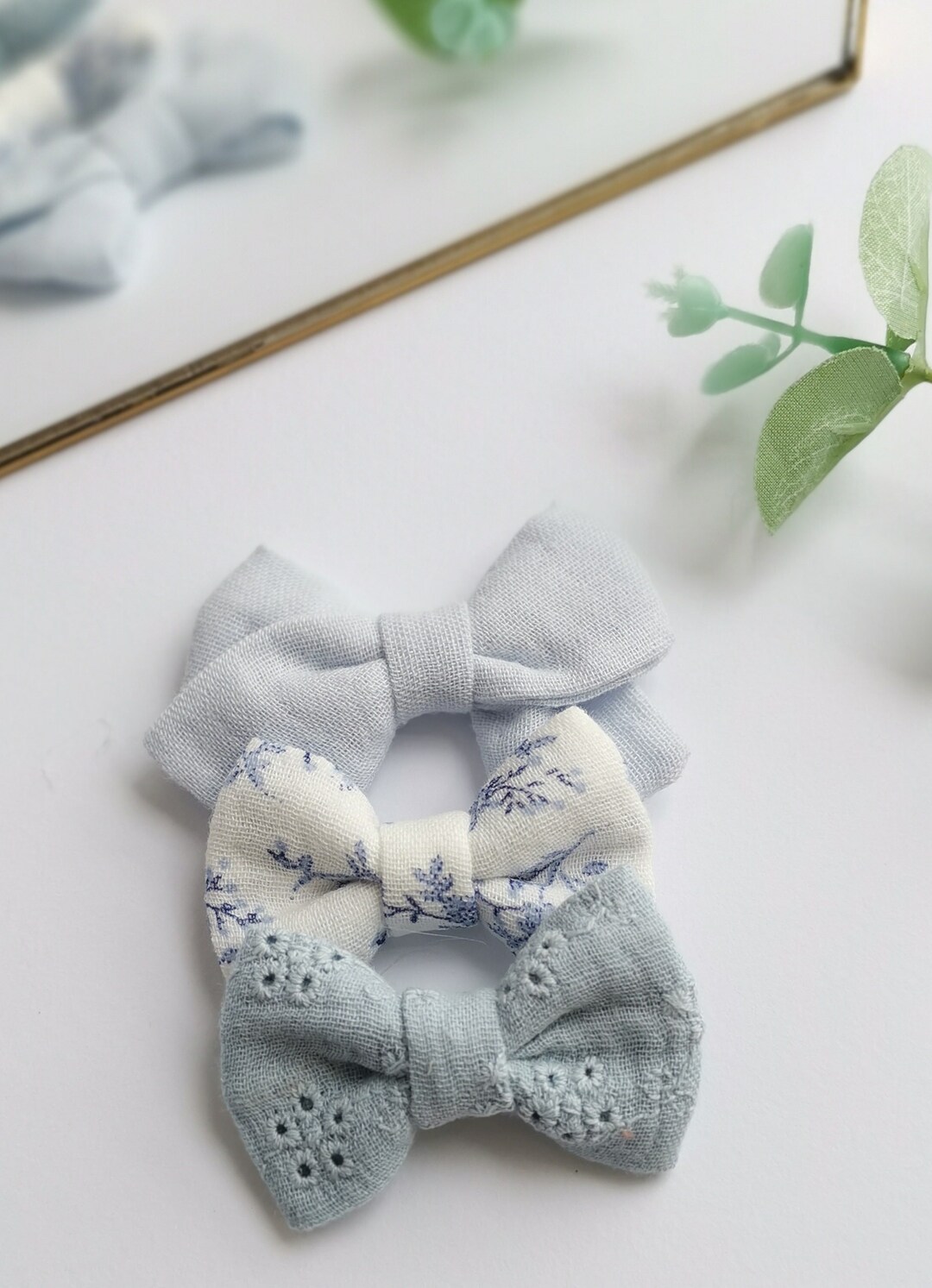 Set of 3 Double Gauze Bow Barrettes/baby Barrettes/liberty Barrettes ...