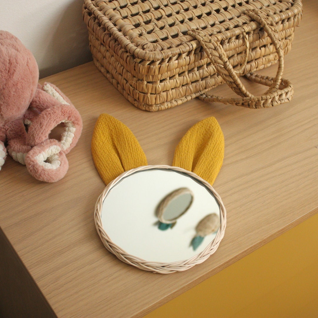 Rabbit Rattan Mirror Child Mirror Nursery Decor Wall Decoration Animal ...