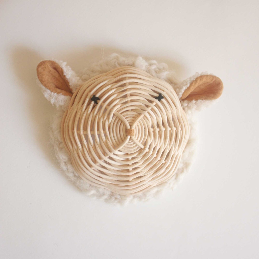 Sheep Rattan Trophy Wall Decoration for Kids and Baby Room | Atelier ...