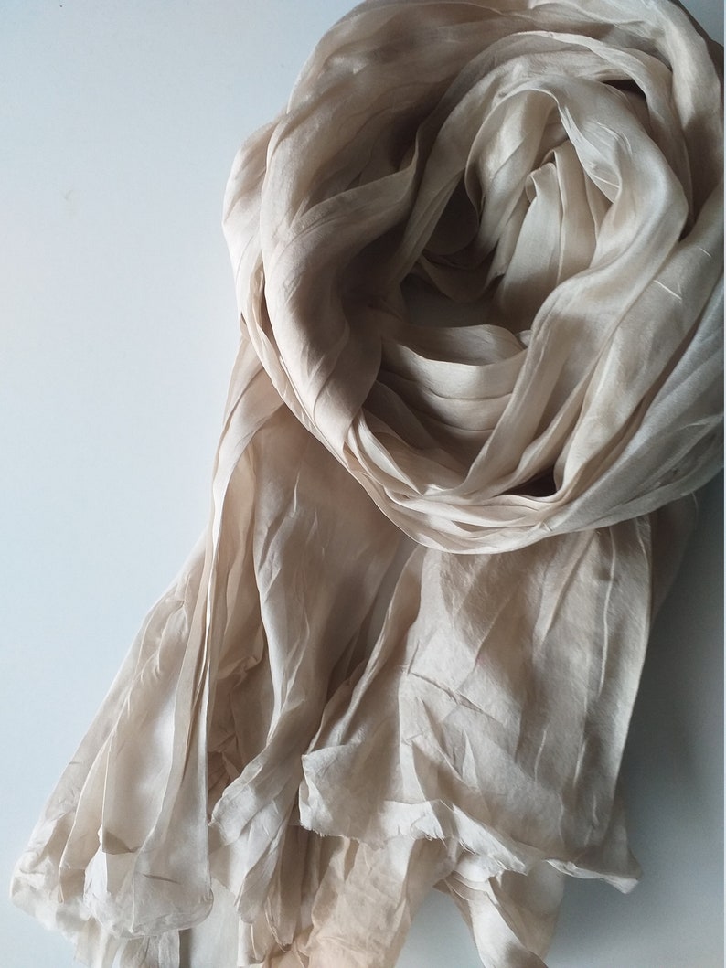 Beige Silk Scarf Silk Scarf Hand Dyed Beige Silk Scarf Mens | Etsy