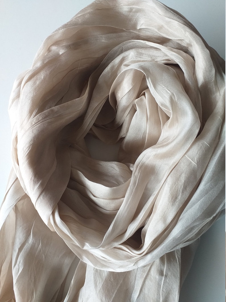 Beige Silk Scarf, Silk Scarf Hand Dyed Beige Silk Scarf Mens Women Silk ...